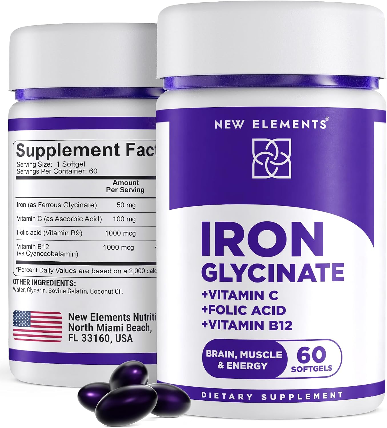 Amazon.com: Iron Supplement for Women & Men | Iron Glycinate 50mg ...