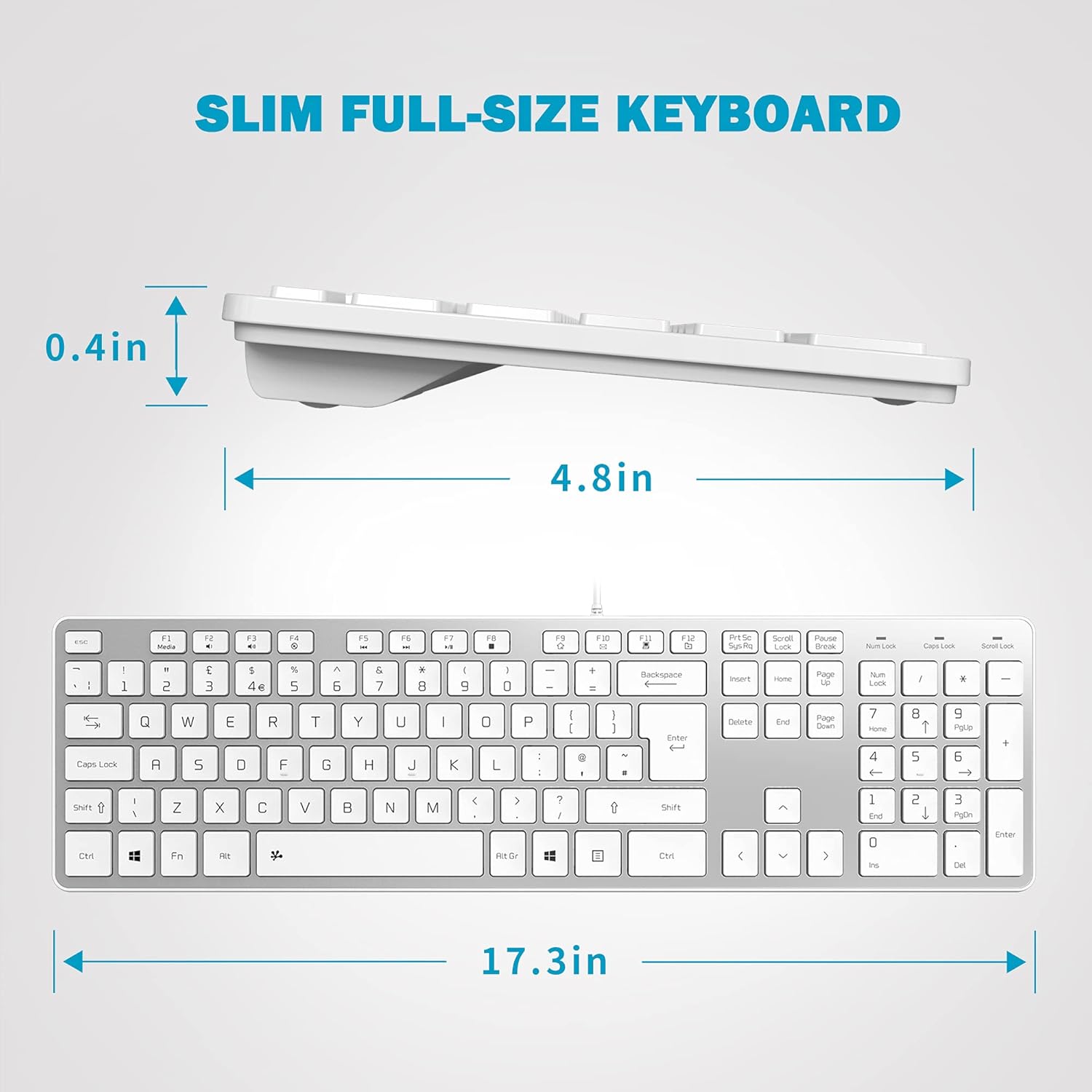 BNDIT Slim USB Wired Keyboard, Soft Touch and Quiet Key for PC, Laptop ...