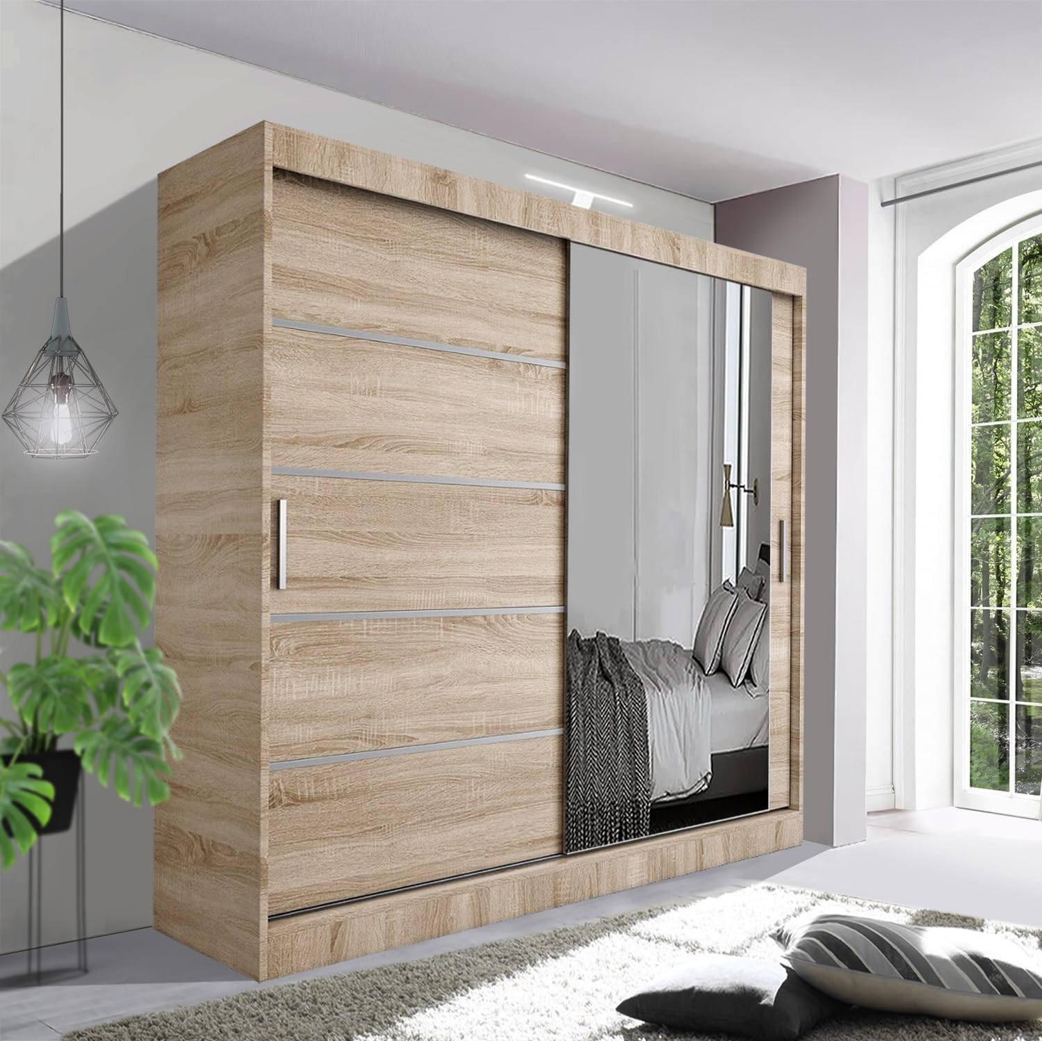 German Sliding Wardrobe Contemporary Bedroom Sliding Wardrobe with LED ...