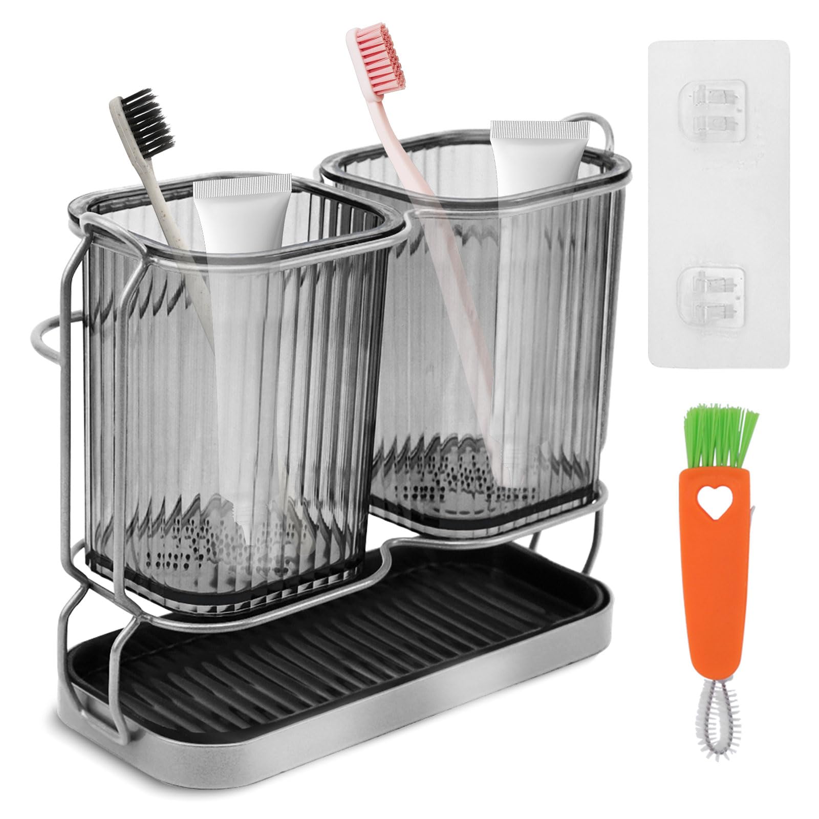 Amazon.com: HDFCLUP Gray Toothbrush Holders for Bathrooms, Toothbrush ...