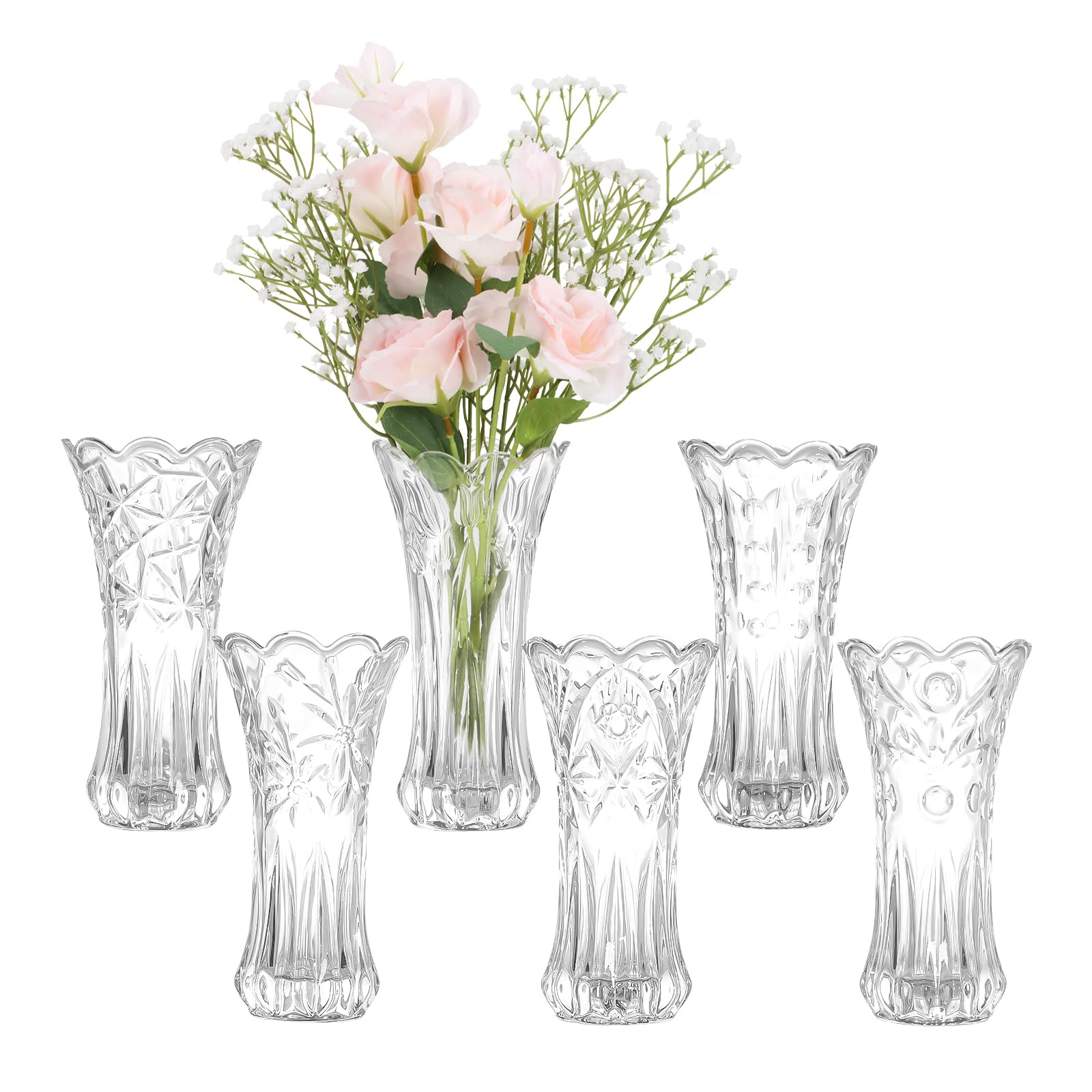 Amazon.com: HOXHA Glass Vase Set of 6, Clear Glass Vase for ...