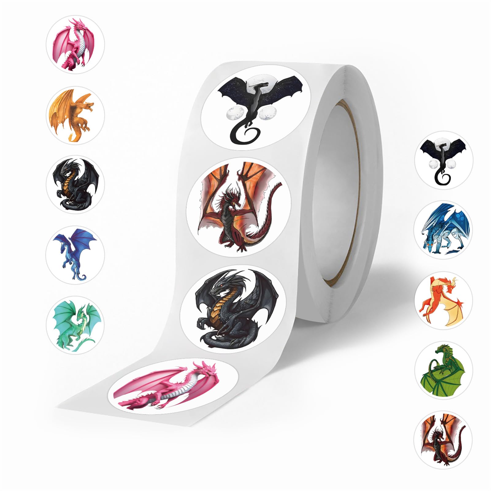 Amazon.com: 500 Pcs Dragon Stickers Roll for Kids, Western Dragon ...
