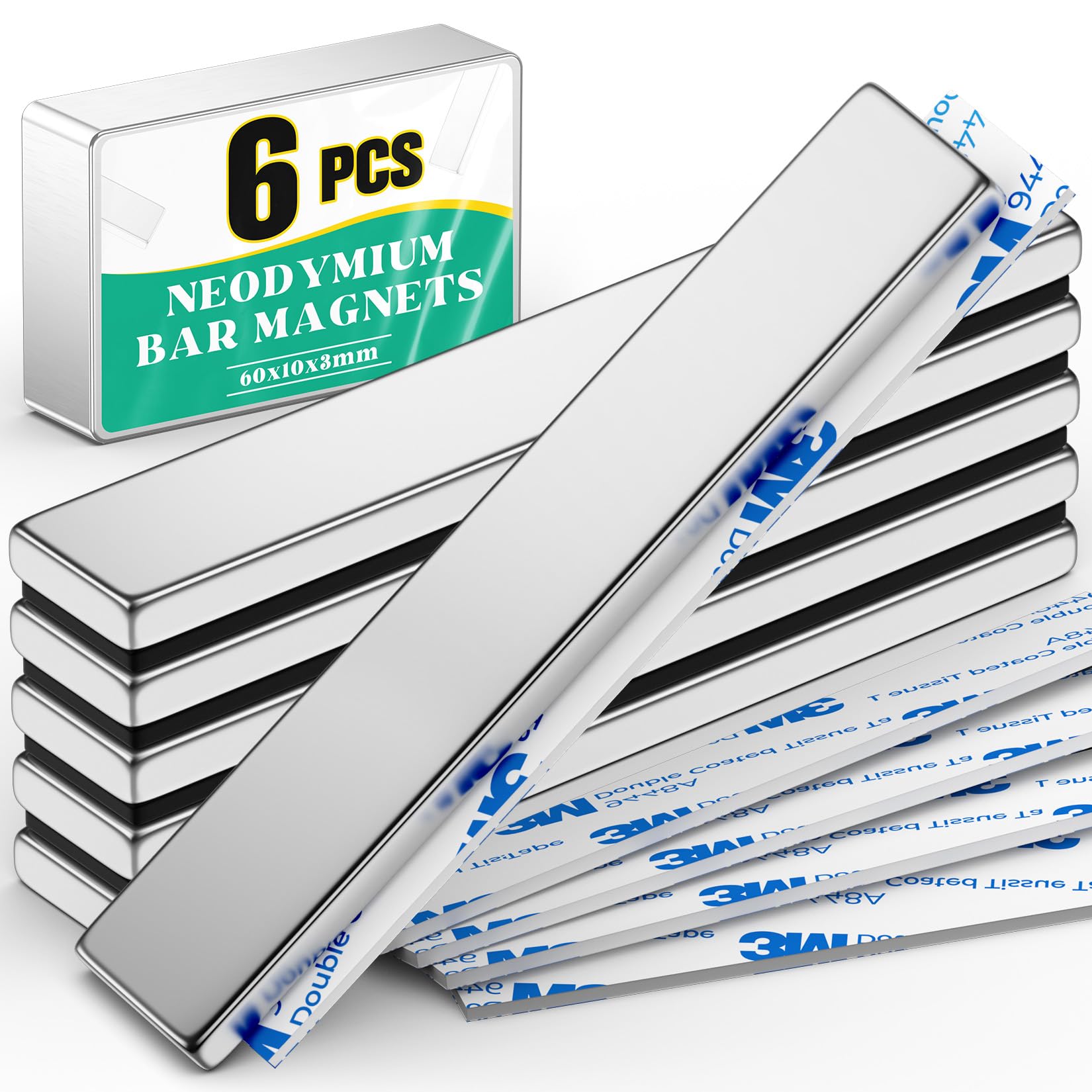Snapklik.com : Junarter 6 Pack Neodymium Bar Magnets, 60x10x3mm ...