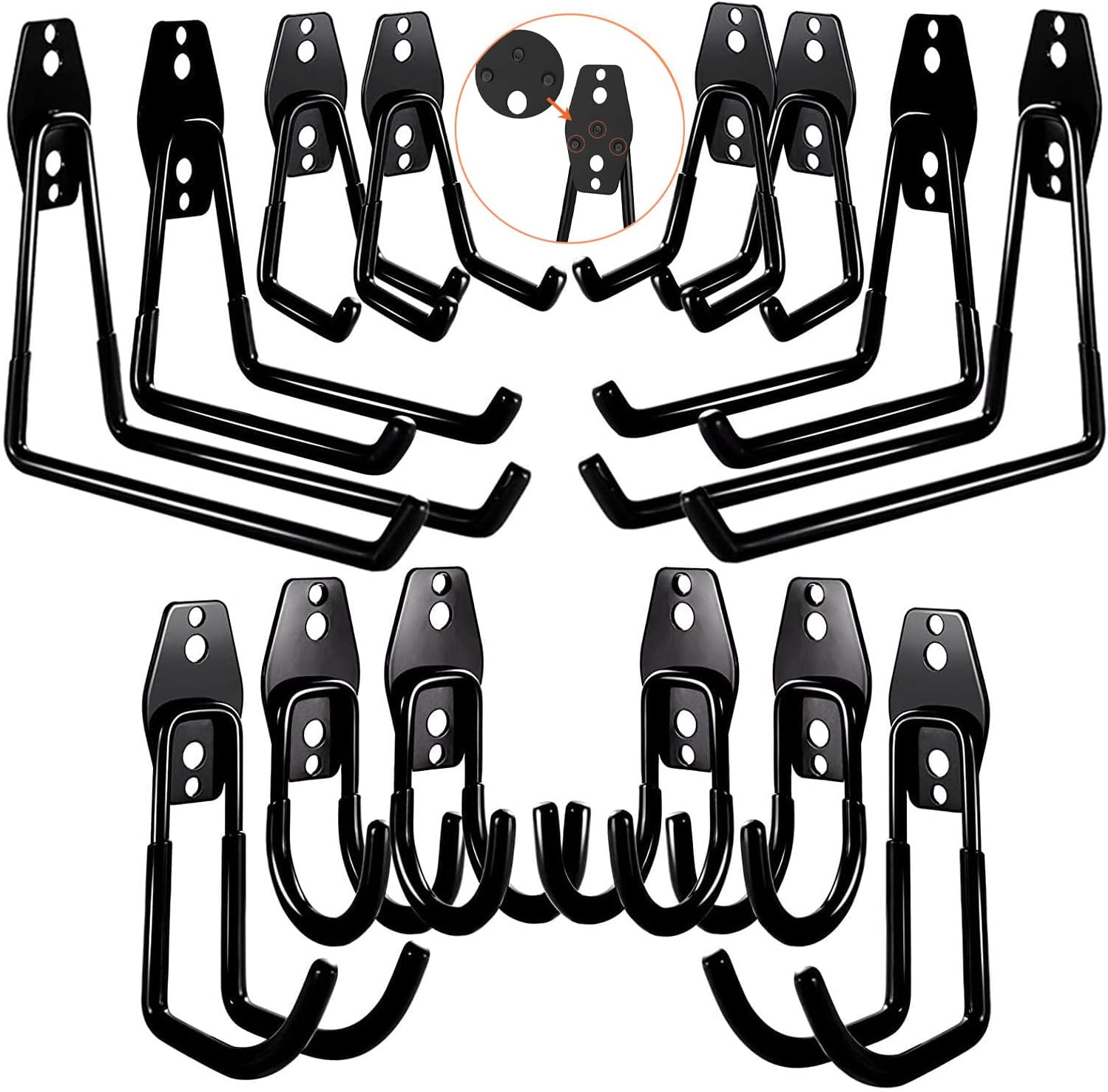 3-H Garage Hooks Heavy Duty, Tool Hangers for Garage Wall 14PC ...