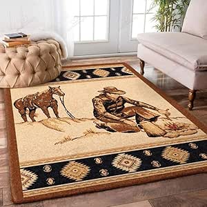 Amazon.com: Western Texas Star Vintage Style Stars Rug, Country Rustic ...