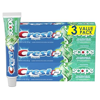 Amazon.com : Crest + Scope Whitening Toothpaste - Pack of 3, 5.4 Oz ...