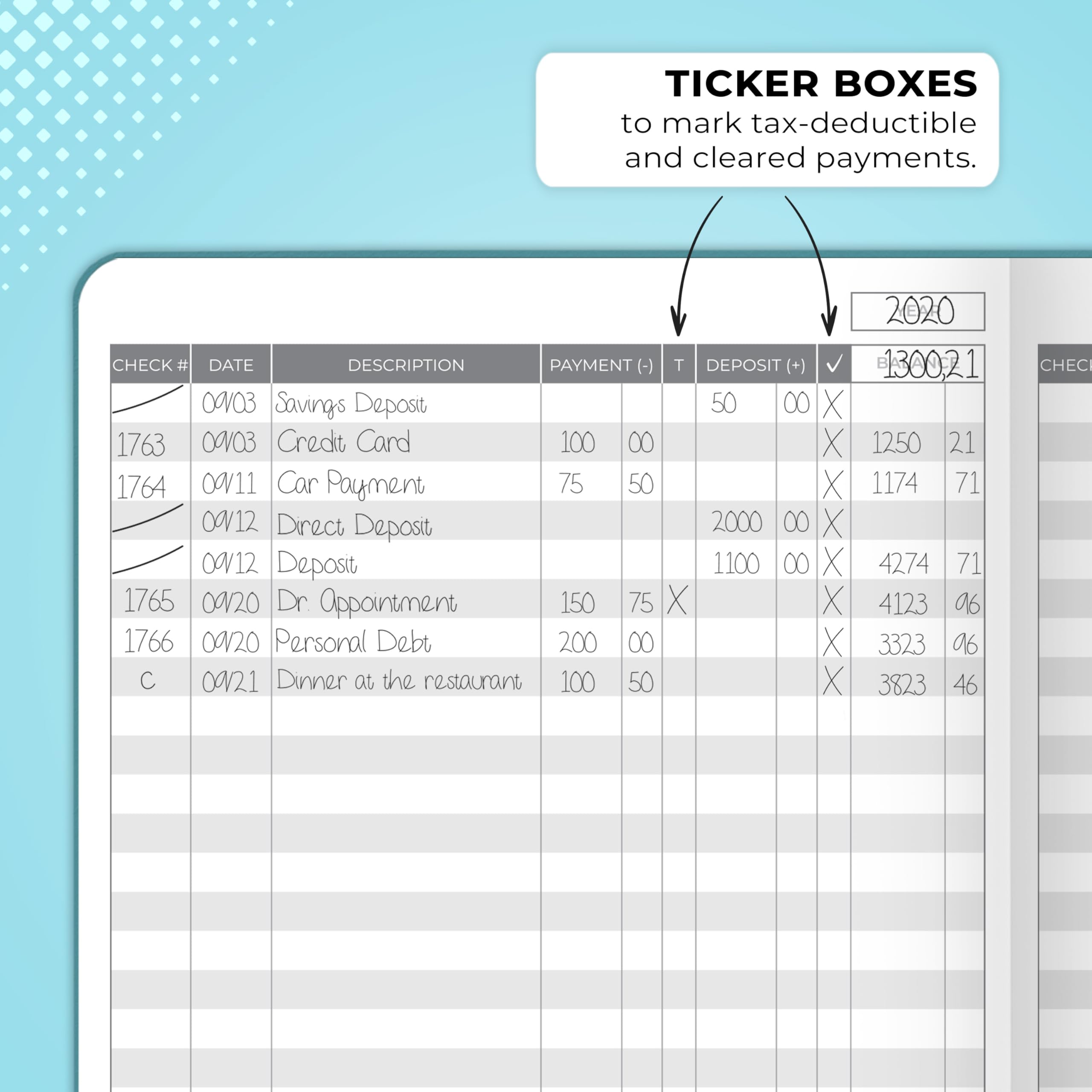 Snapklik.com : Check Register Book - Deluxe Transaction Register ...