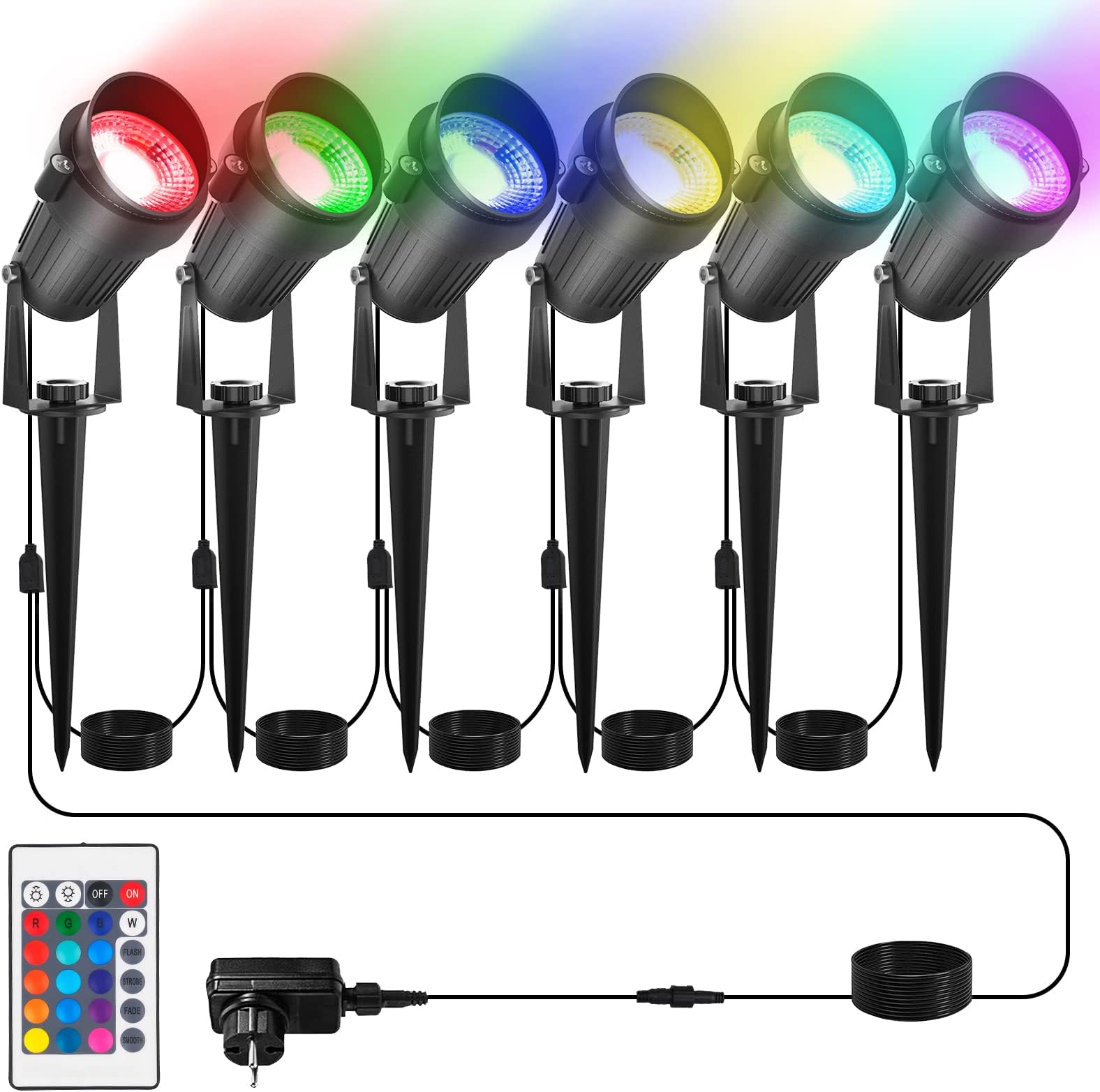 NATPOW Spot LED Couleur Extérieur, 6 en 1 Projecteur RGB Extérieur avec ...