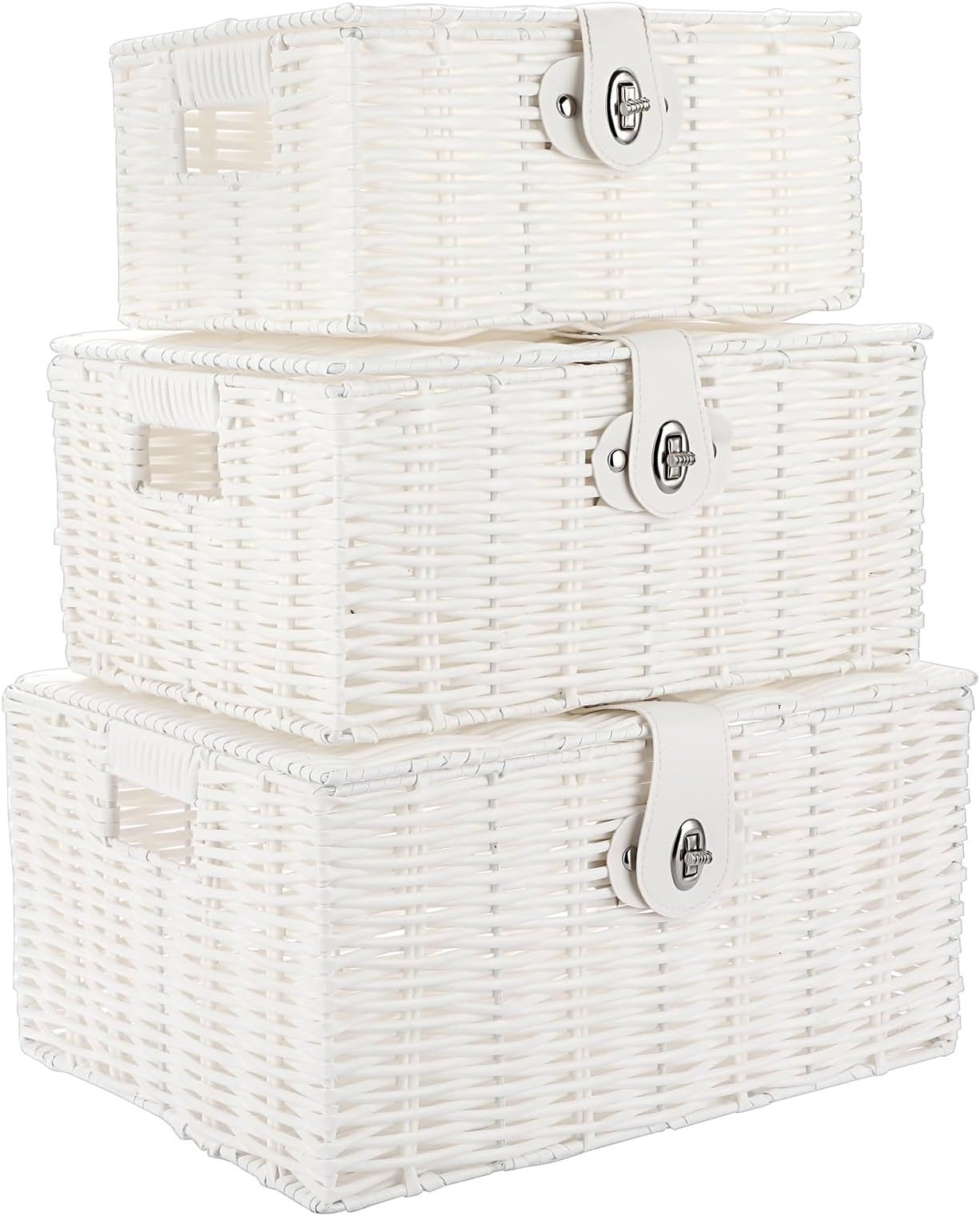 Amazon.com: Honygebia Bamboo Decorative Storage Boxes - Set of 3 Woven ...