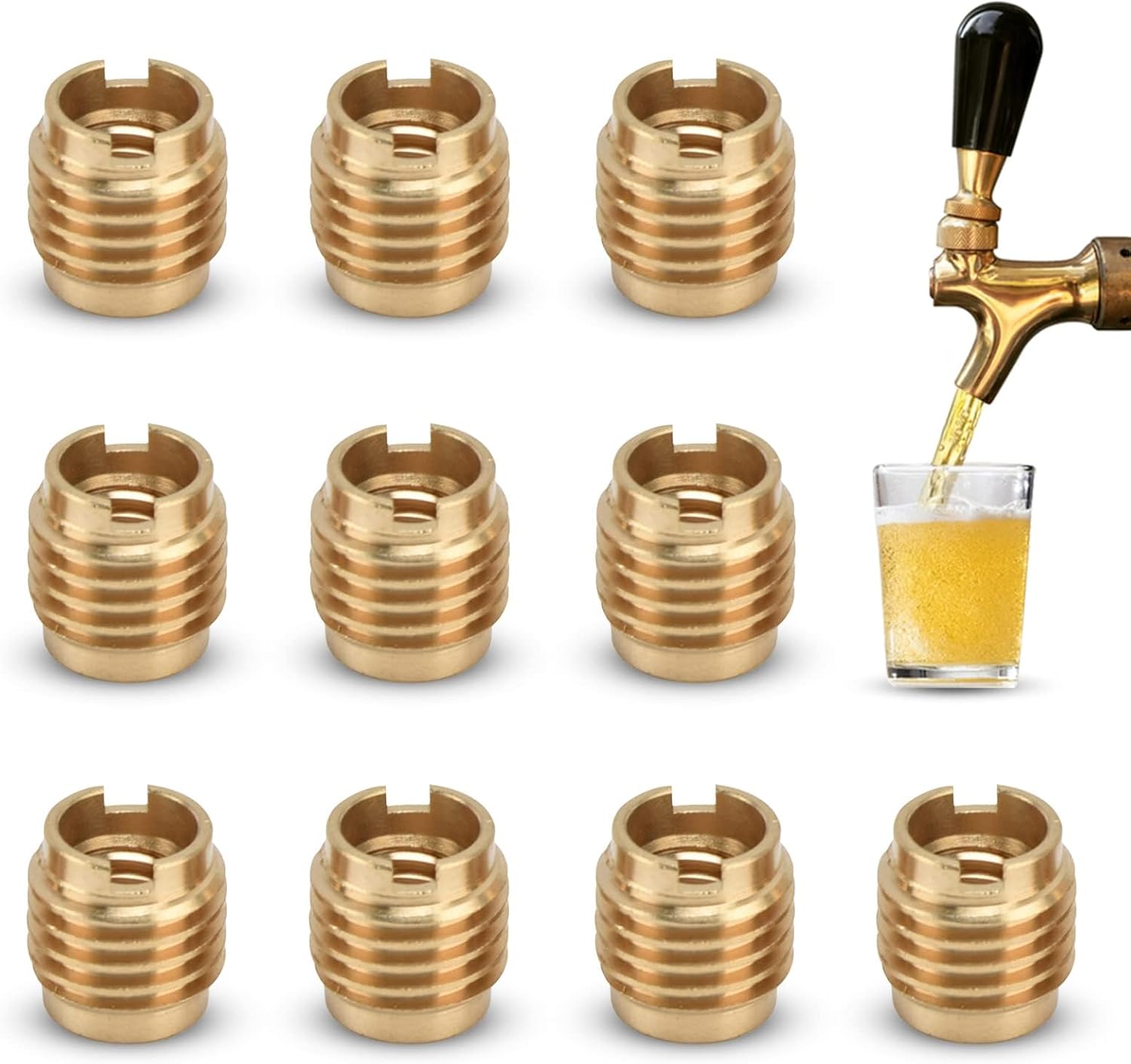 Amazon.com: 10 Pcs Beer Tap Handle, Brass Dual-Threaded Insert for ...