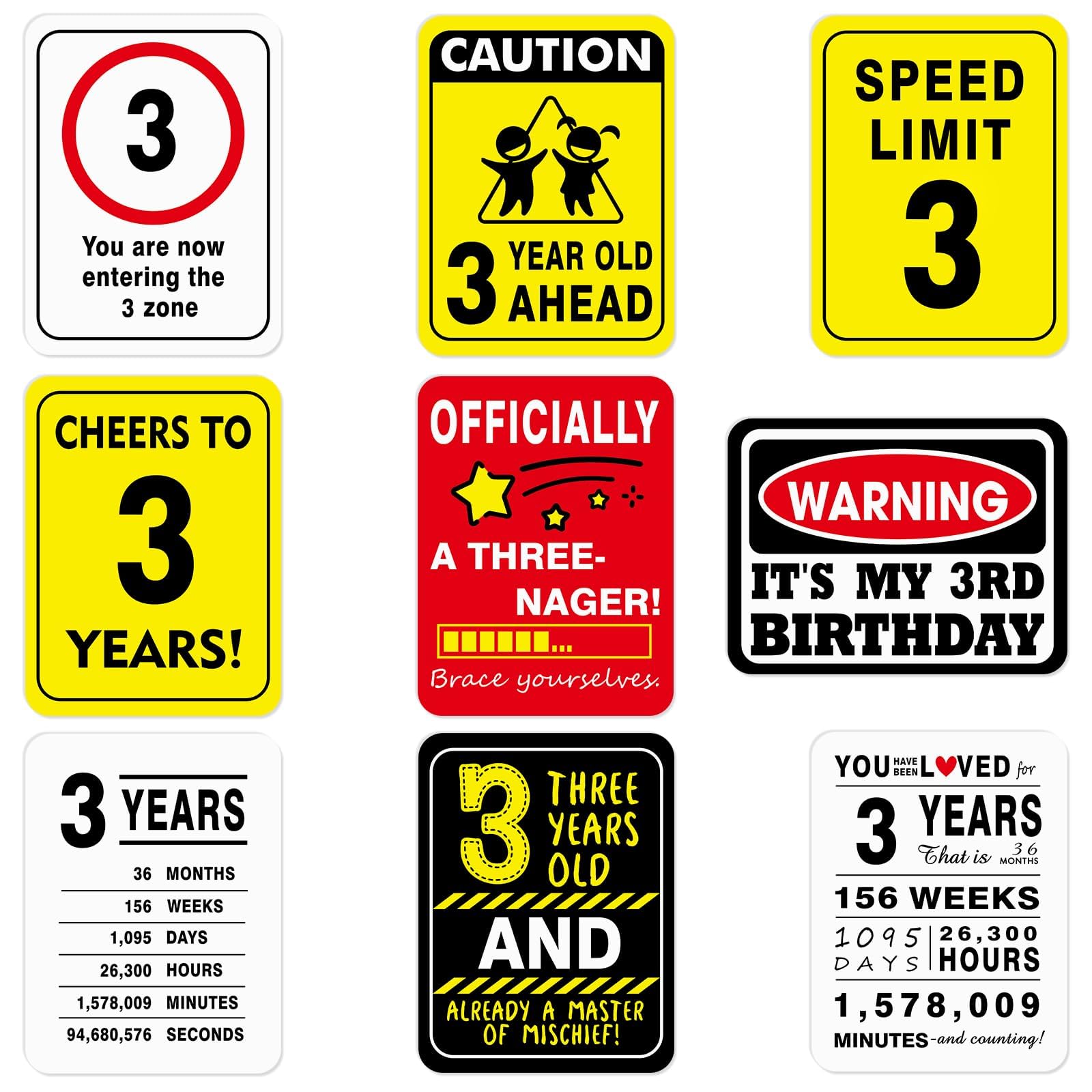 Snapklik.com : 3rd Kids Birthday Party Decorations - 9PCS Wall Signs ...