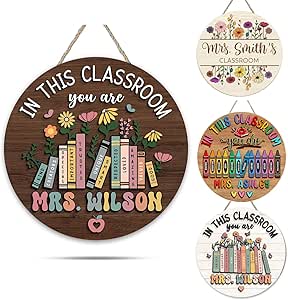 Amazon.com: GETPER Personalized Teacher Door Sign, Classroom Welcome ...