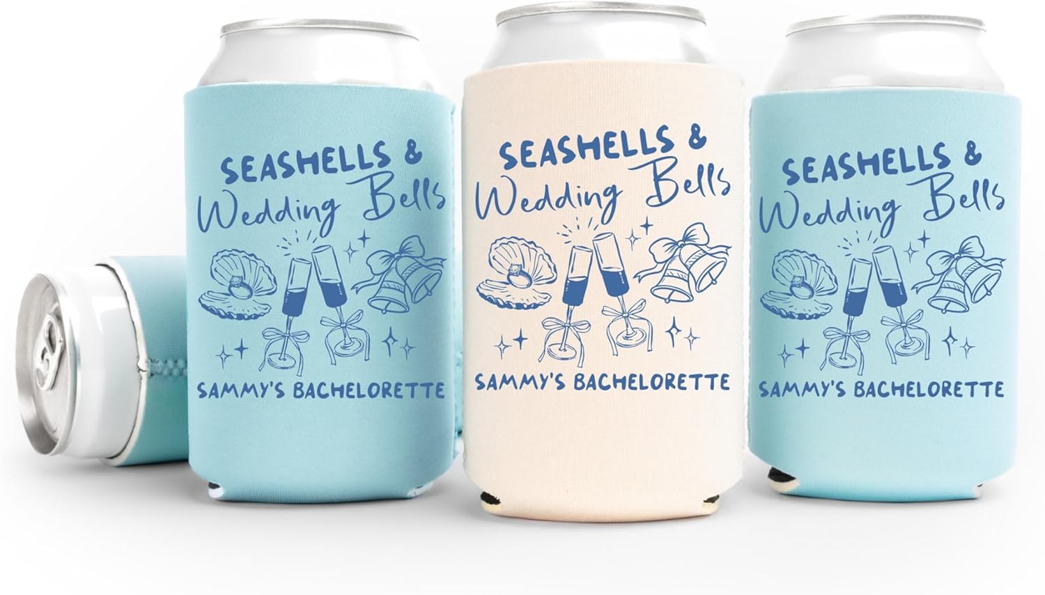 Amazon.com: Personalized Seashells and Wedding Bells Bachelorette Can ...