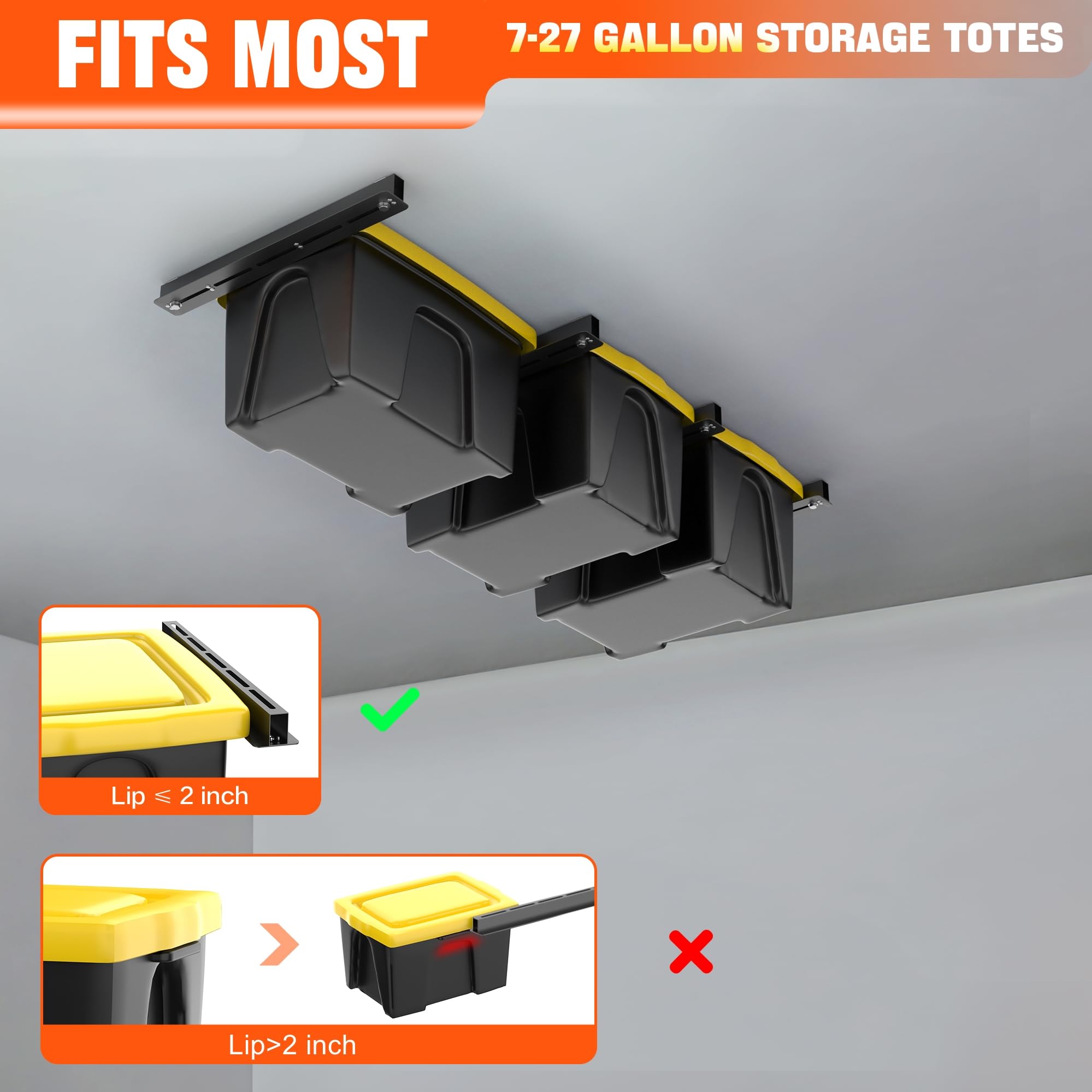 Snapklik.com : TORACK Garage Ceiling Bin Storage Rack, Overhead Tote ...