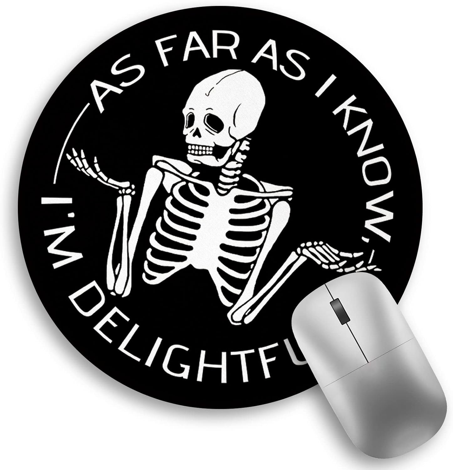 Amazon.com: Skeleton Round Mouse Pad, Black Funny Small Mouse Pad with ...