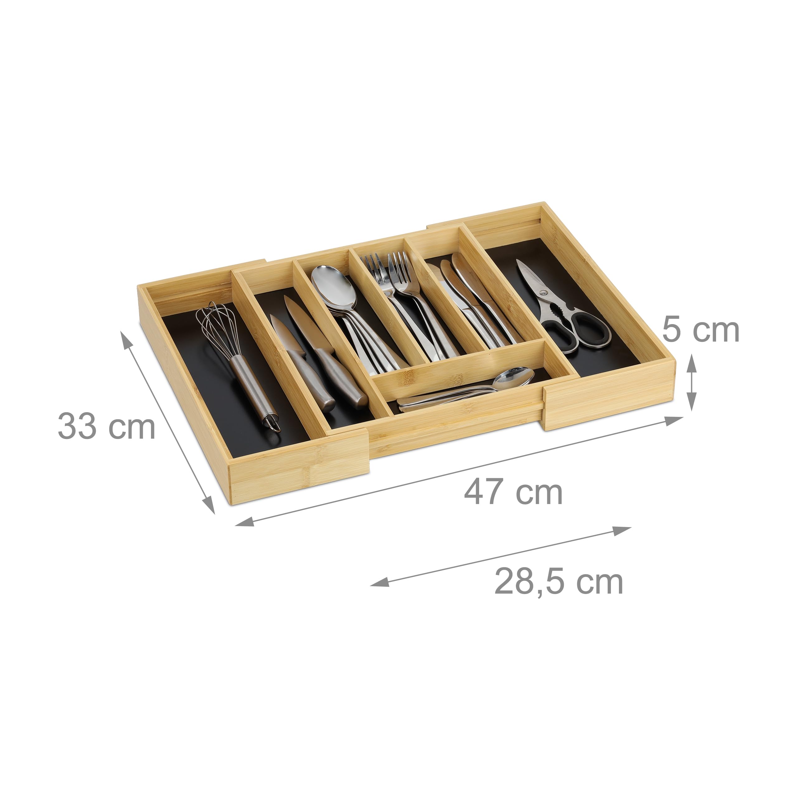 Relaxdays Cutlery Tray, Extendable Insert, 5 to 7 Compartments, Drawer ...