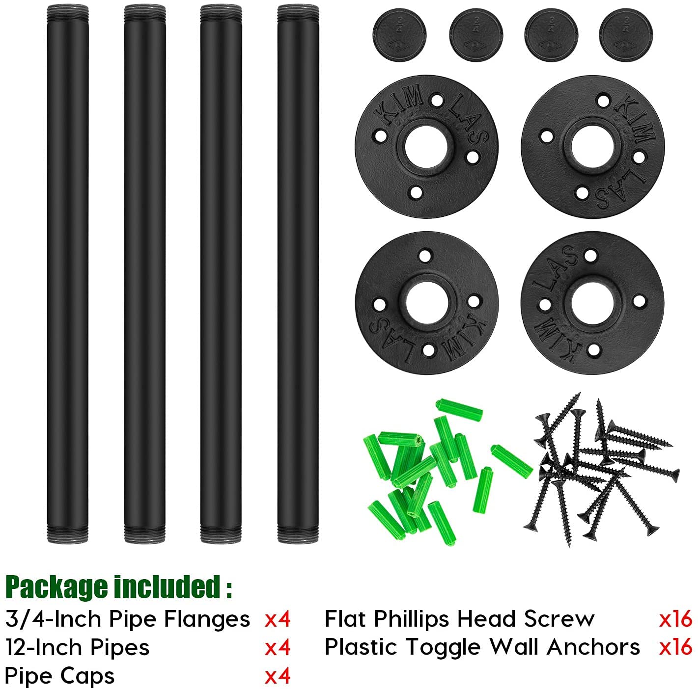 Acrux7 4Pack 12 Inch Wall Mount Clothing Rack Industrial Pipe Clothes ...