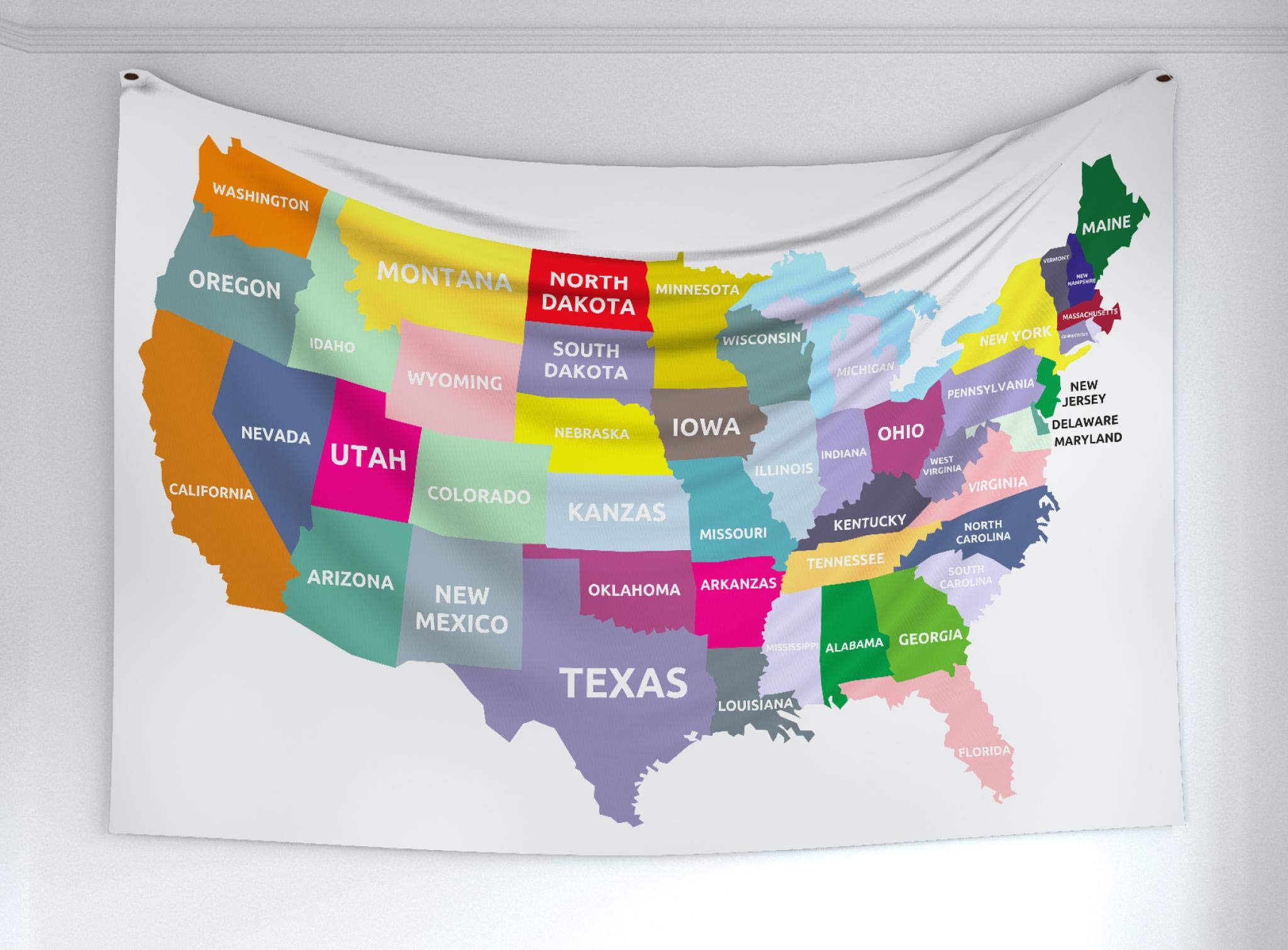 Amazon.com: Ambesonne Map Tapestry, USA Map with Name of States in ...