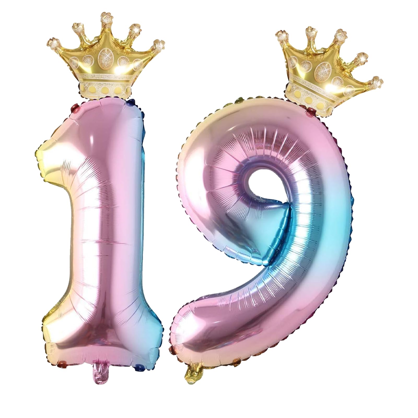 Amazon.com: 19 Number Balloon Rainbow 40 inch Big Foil Crown Helium ...