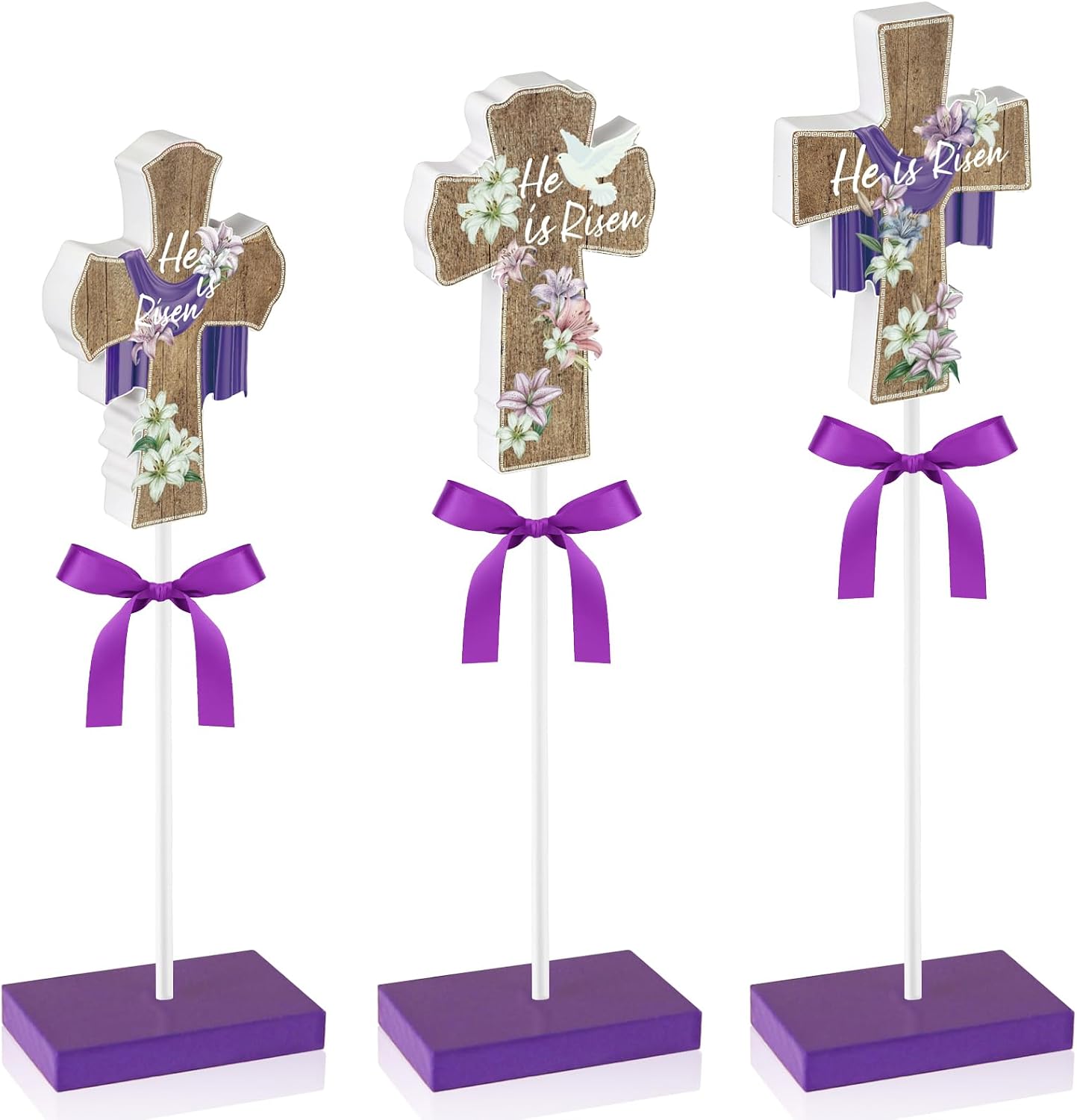 Amazon.com: 3 PCS He Is Risen Table Decor, Religious Easter Decorations ...