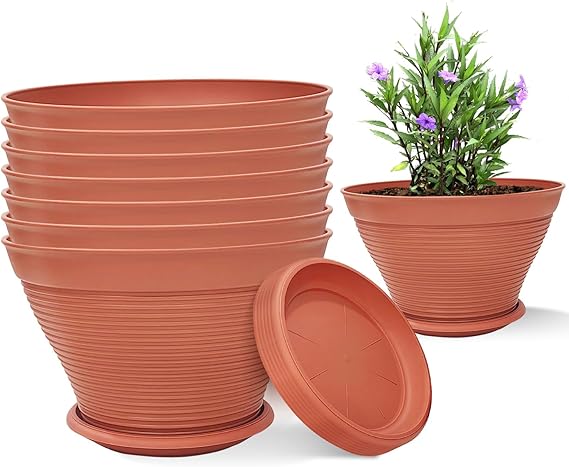 Amazon.com: RooTrimmer 8 Inch Plant Pots, 8 Pack Flower Pots with ...