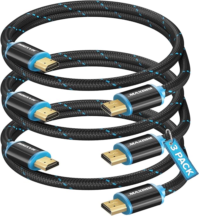 Amazon.com: HDMI Cable 4K Ultra HD 1.5 Foot (3 Pack) Nylon Braided HDMI ...