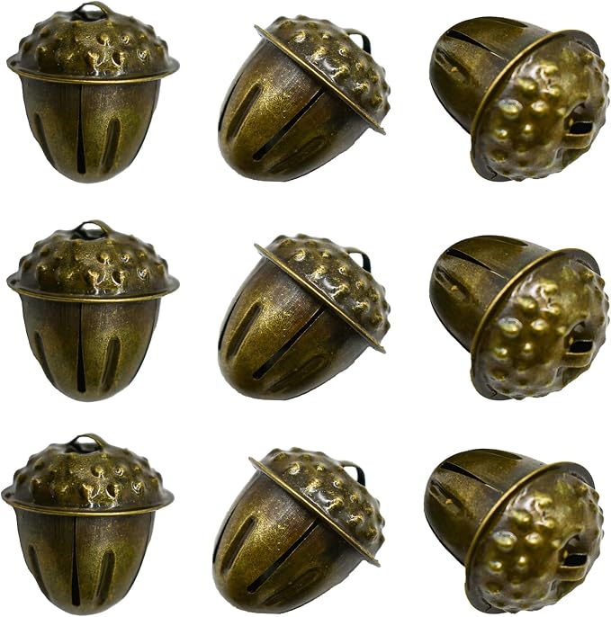 Pinenjoy 16Pcs Bronze Acorn Shaped Bells Vintage Pinecone Jingle Bell 1 ...