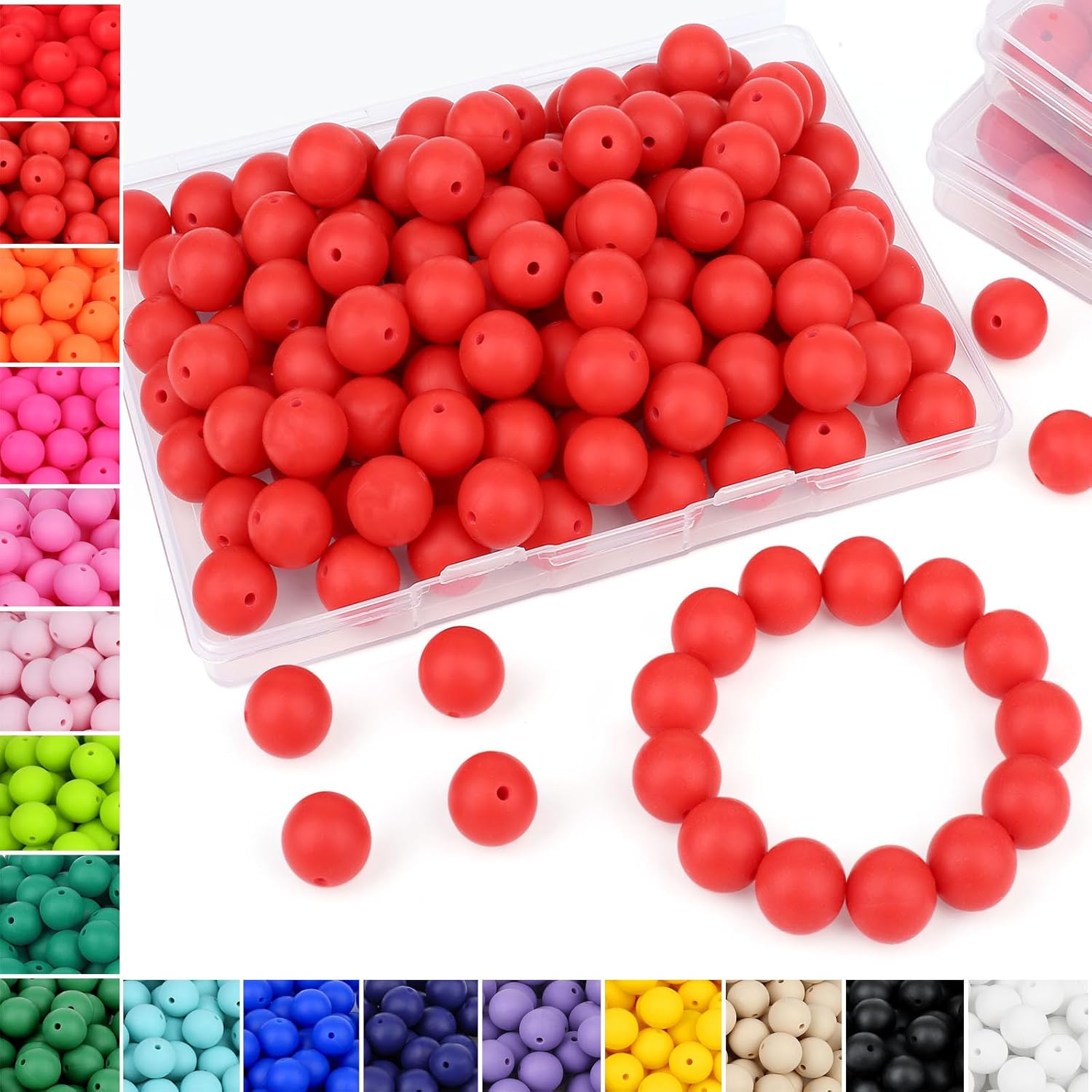 Amazon.com: NUKAYAI 70Pcs Silicone Beads 15mm Scarlet Red Silicone ...