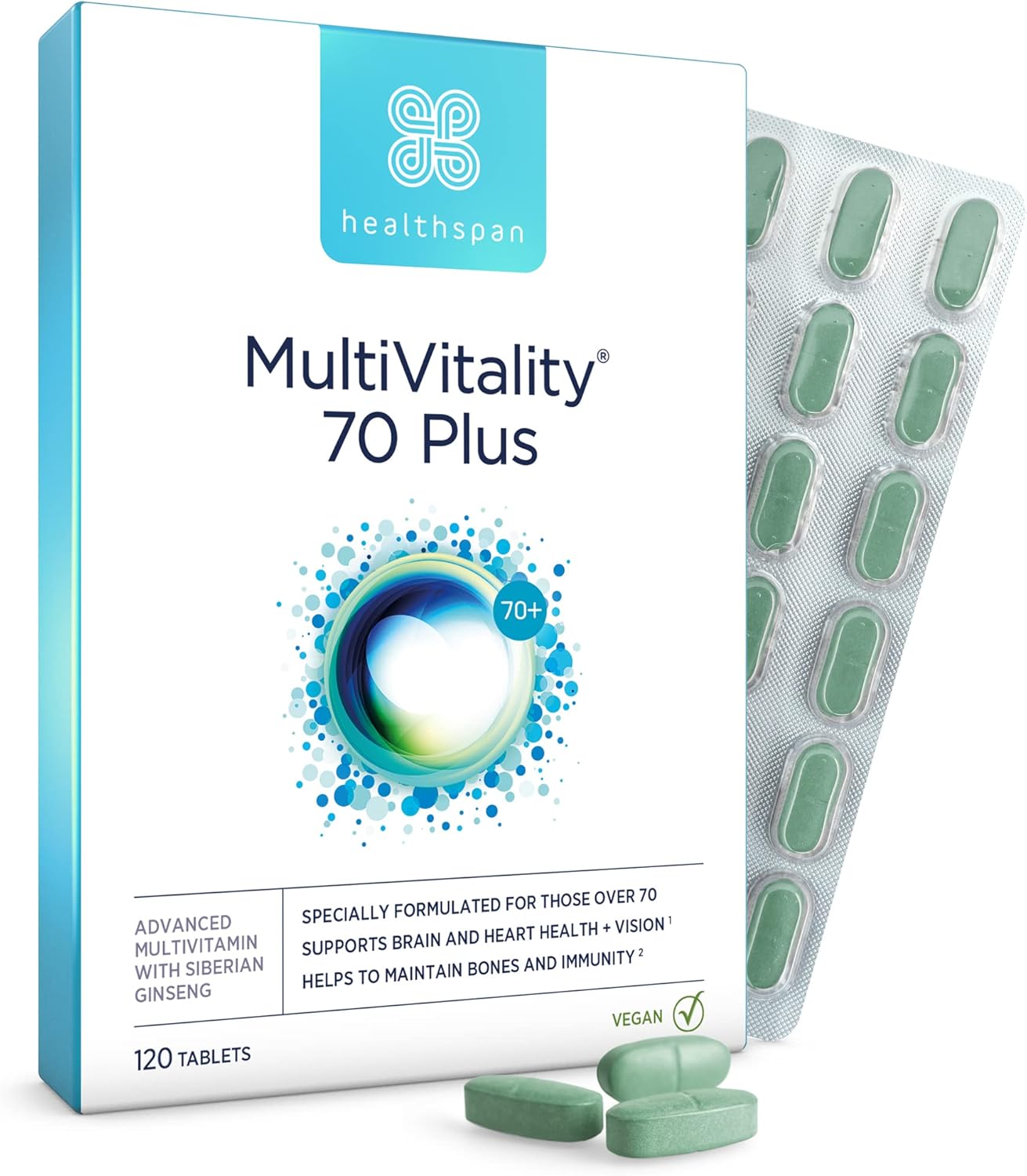 Healthspan Multivitamin 70 Plus | (120 Tablets) | Vitamin C & Vitamin ...