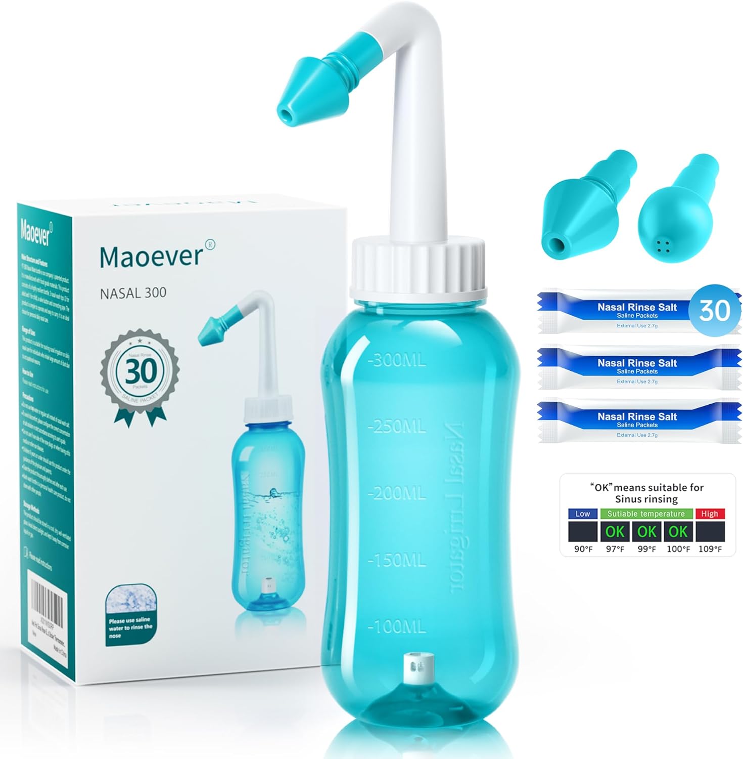 300ML Neti Pot Sinus Rinse Kit with Salt Packets and Nepal | Ubuy