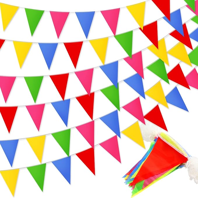 Annhao 120 Flags 165 Feet Bunting Banner Multicolor Nylon Triangle ...