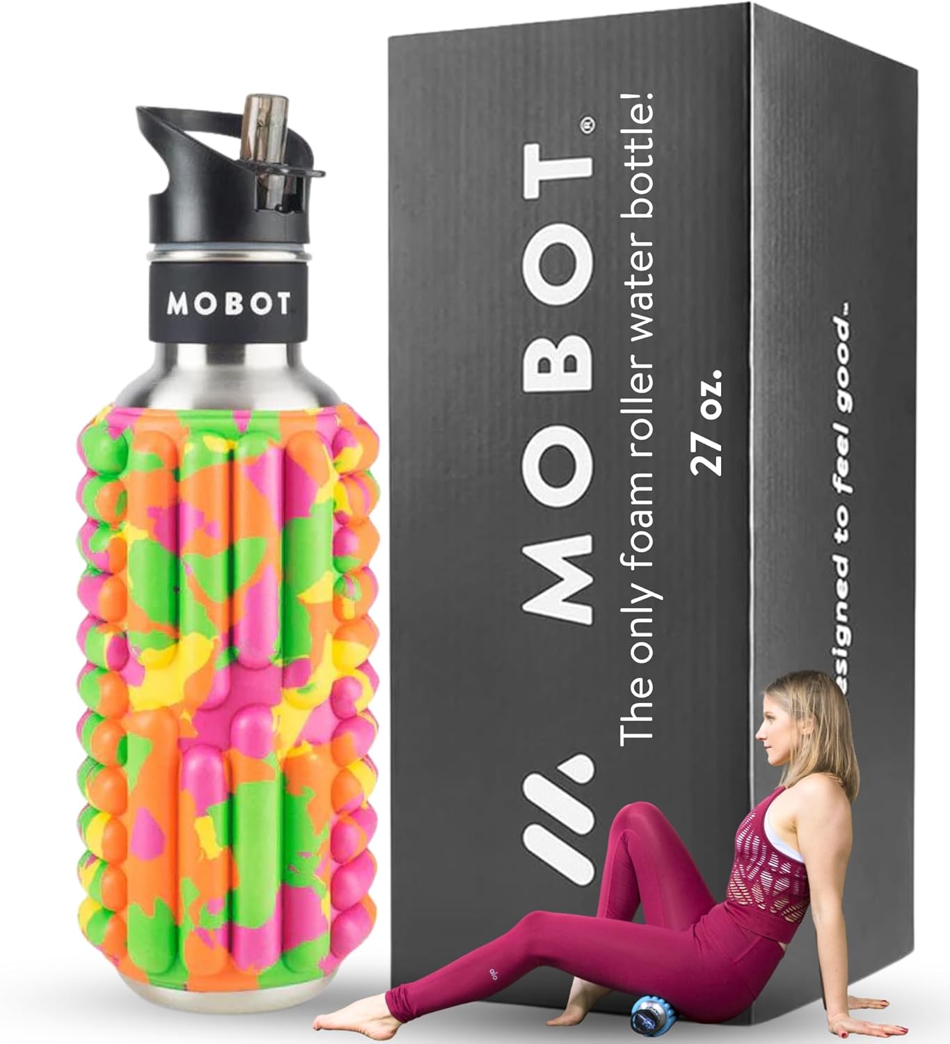 Amazon.com: MOBOT Portable Travel Foam Roller Water Bottle with Sip ...