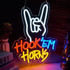 Hook em horns gesture neon sign for wall decor Longhorn Neon Sign USB ...