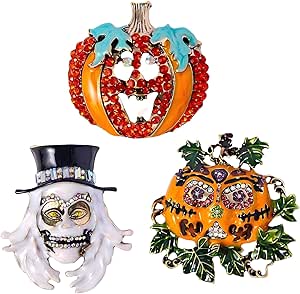 Amazon.com: Halloween Funny Brooch Pumpkin Skull Daemon Breastpin for ...