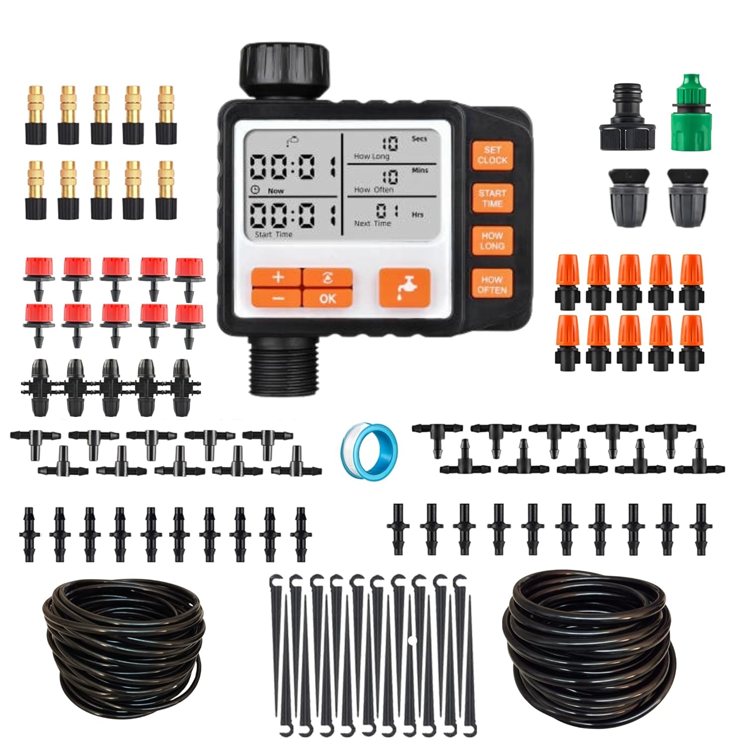 Amazon.com : Drip Irrigation System Kit with Timer, Metal Mist, Plastic ...