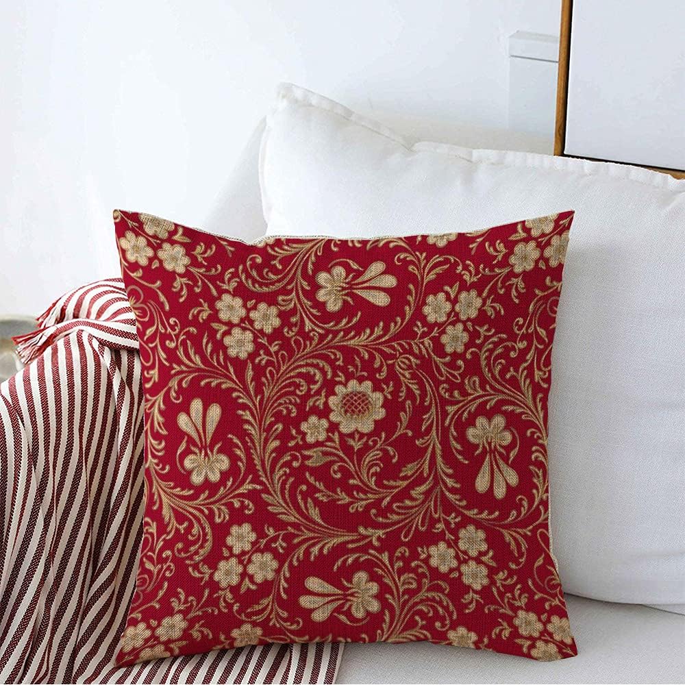 Amazon.com: Decorative Farmhouse Pillow Cover Linen Style Baroque ...