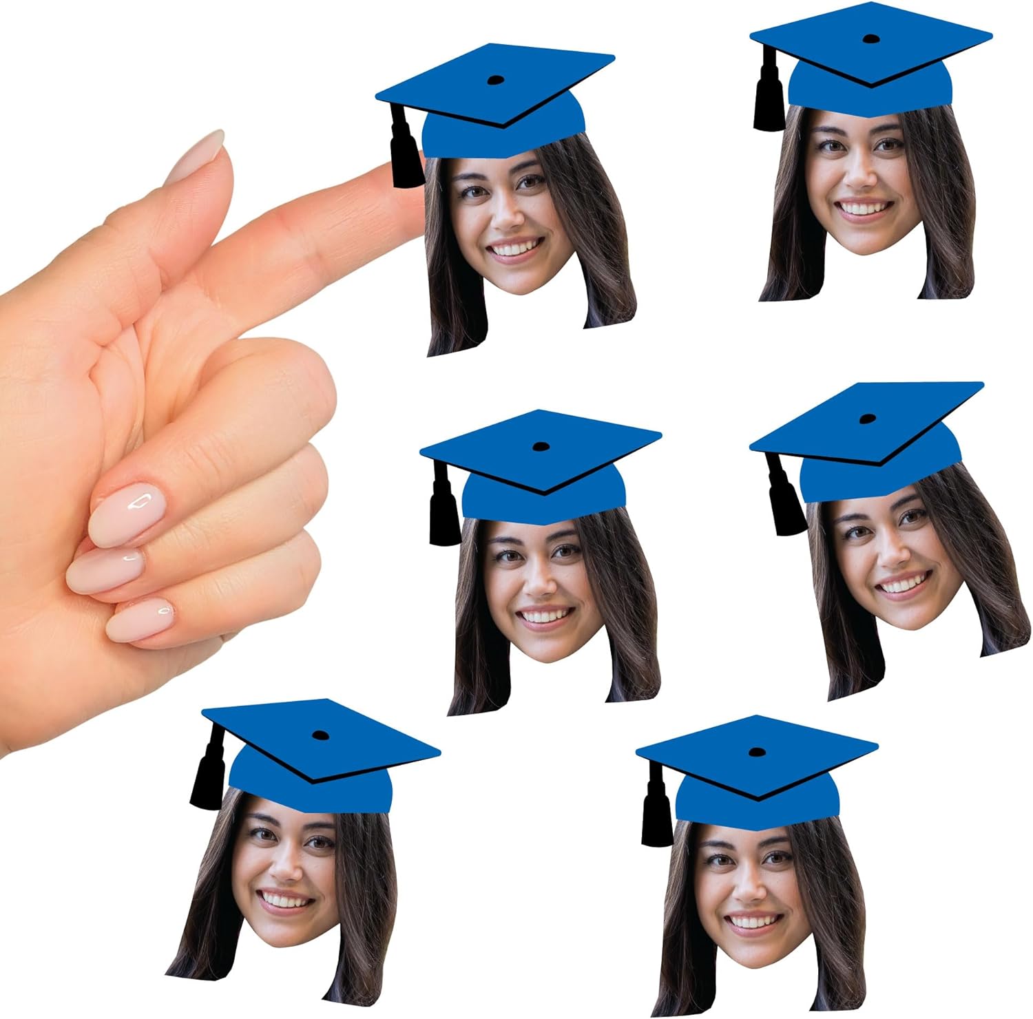 Amazon.com: Big Dot of Happiness Custom Photo Blue Grad Cap Stickers ...