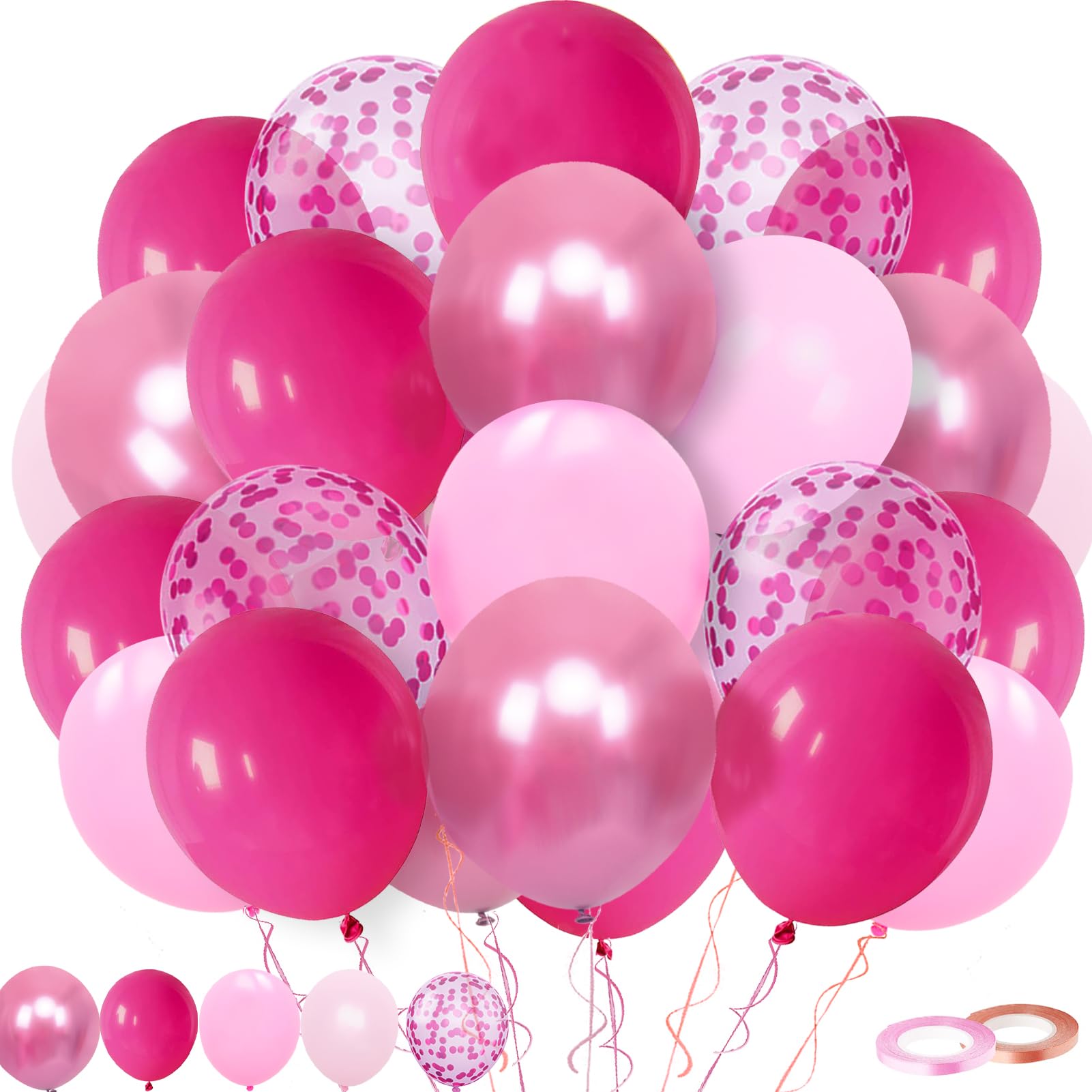 Amazon.com: Hot Pink and Pink Balloons Set, 60 Packs 12 Inch Metal Hot ...