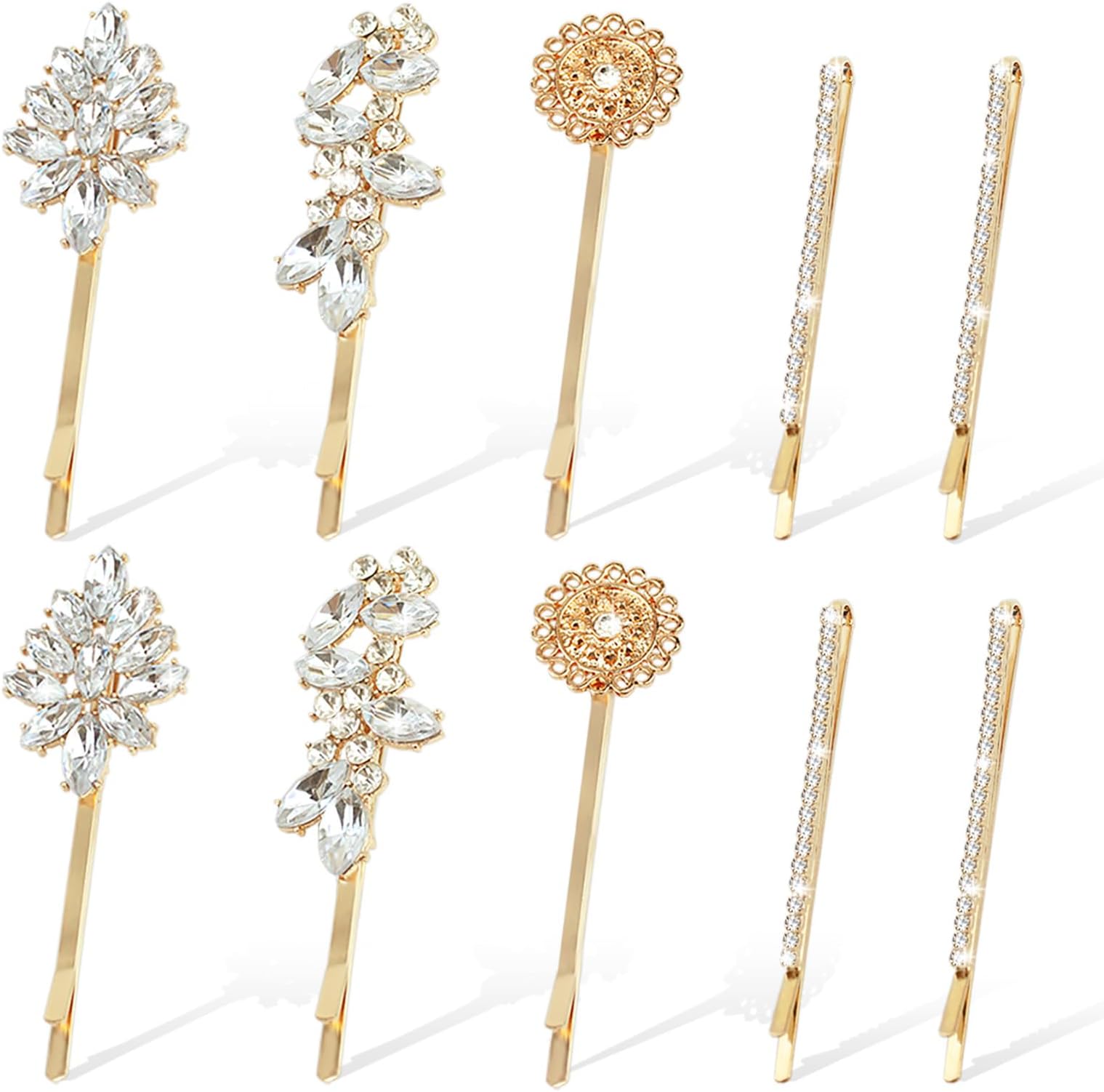 Amazon.com : 10 Pieces Rhinestone Hair Clips, Crystal Bobby Hair Pins ...