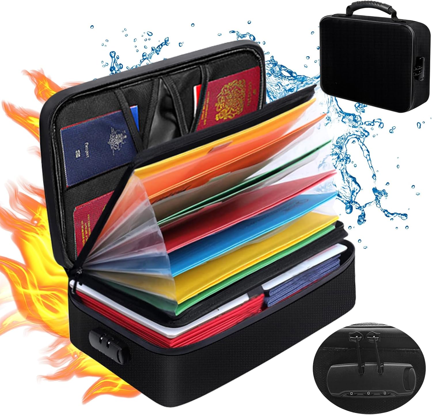 Amazon.com: AXLORP Fireproof Document Box with Lock - Fireproof File ...