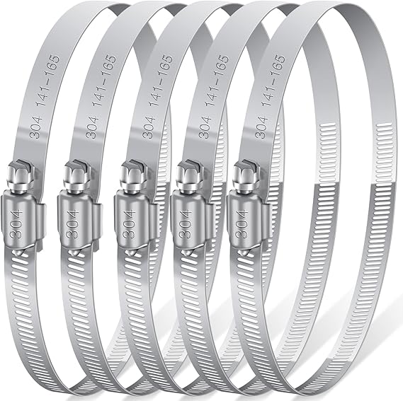 5 Pcs Hose Clips Assorted, JatilEr 141-165mm Hose Clamp Adjustable ...