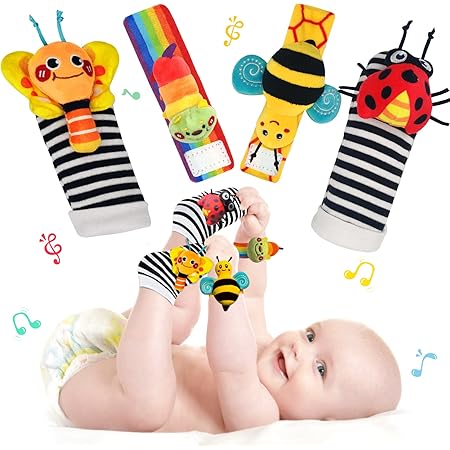 Amazon.com: Baby Wrist Rattle Socks and Foot Finder Set, Perfect Baby ...