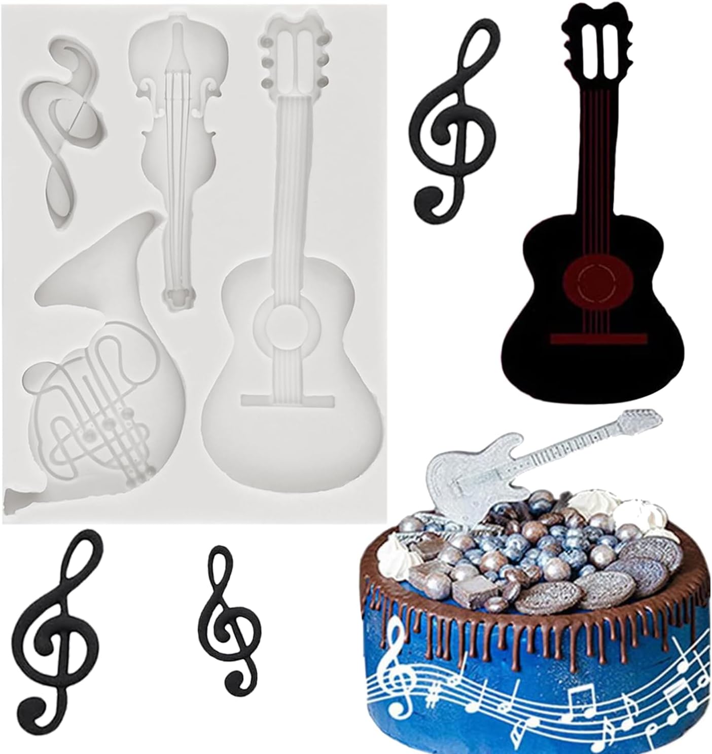 Amazon.com: MINFEIDMS Music Note Silicone Mold Musical Instrument ...