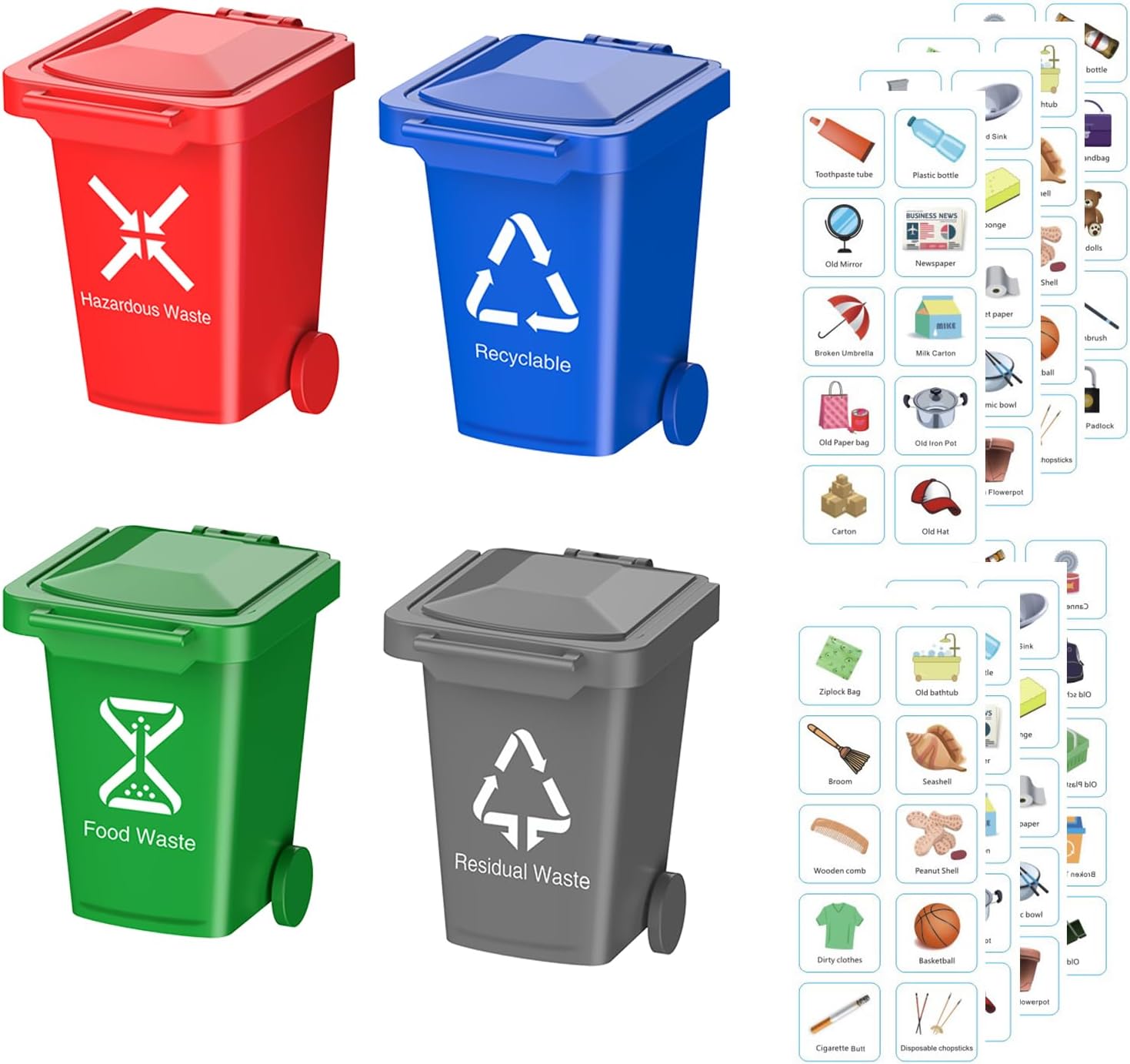 Mini Recycling Trash Can Toys, 4pcs, Plastic, Green, Philippines | Ubuy