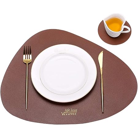 Sets de Table Lavable Rond,Set Couverts de Table,Cuir Napperons ...