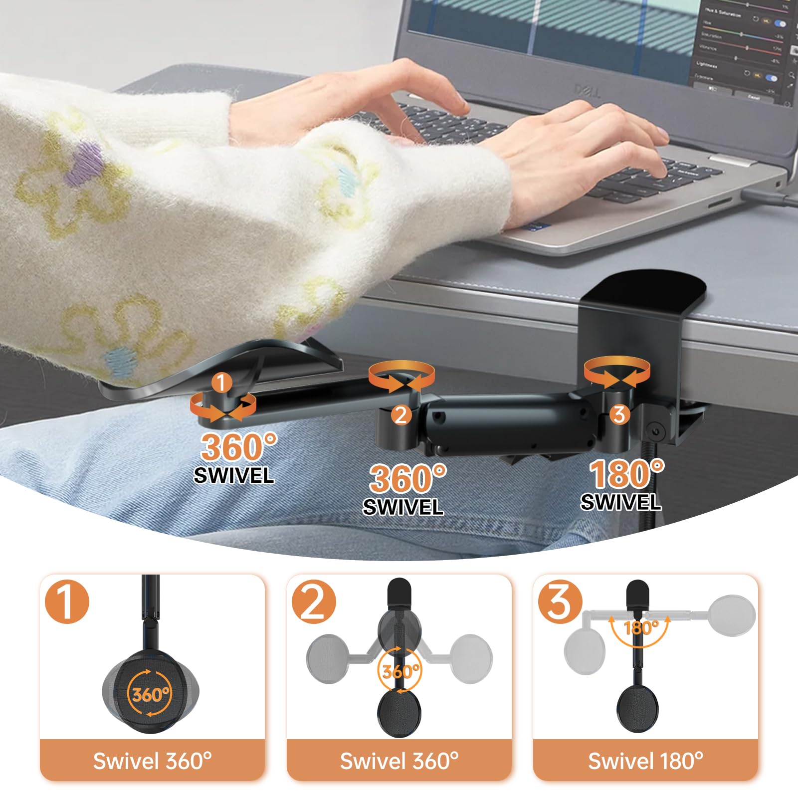Snapklik.com : JOY Worker Clamp-on Adjustable Armrest For Desk ...