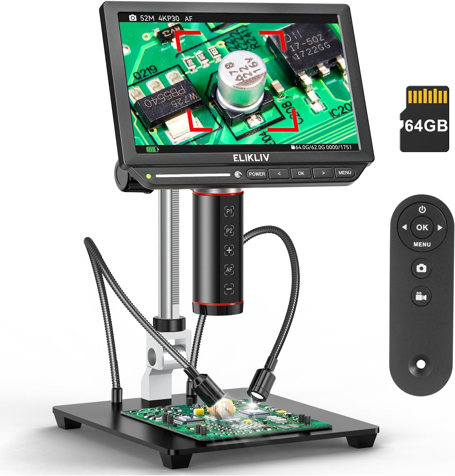 Amazon.com: Elikliv Autofocus 4K HDMI Digital Microscope, EM4K-AF Flex ...