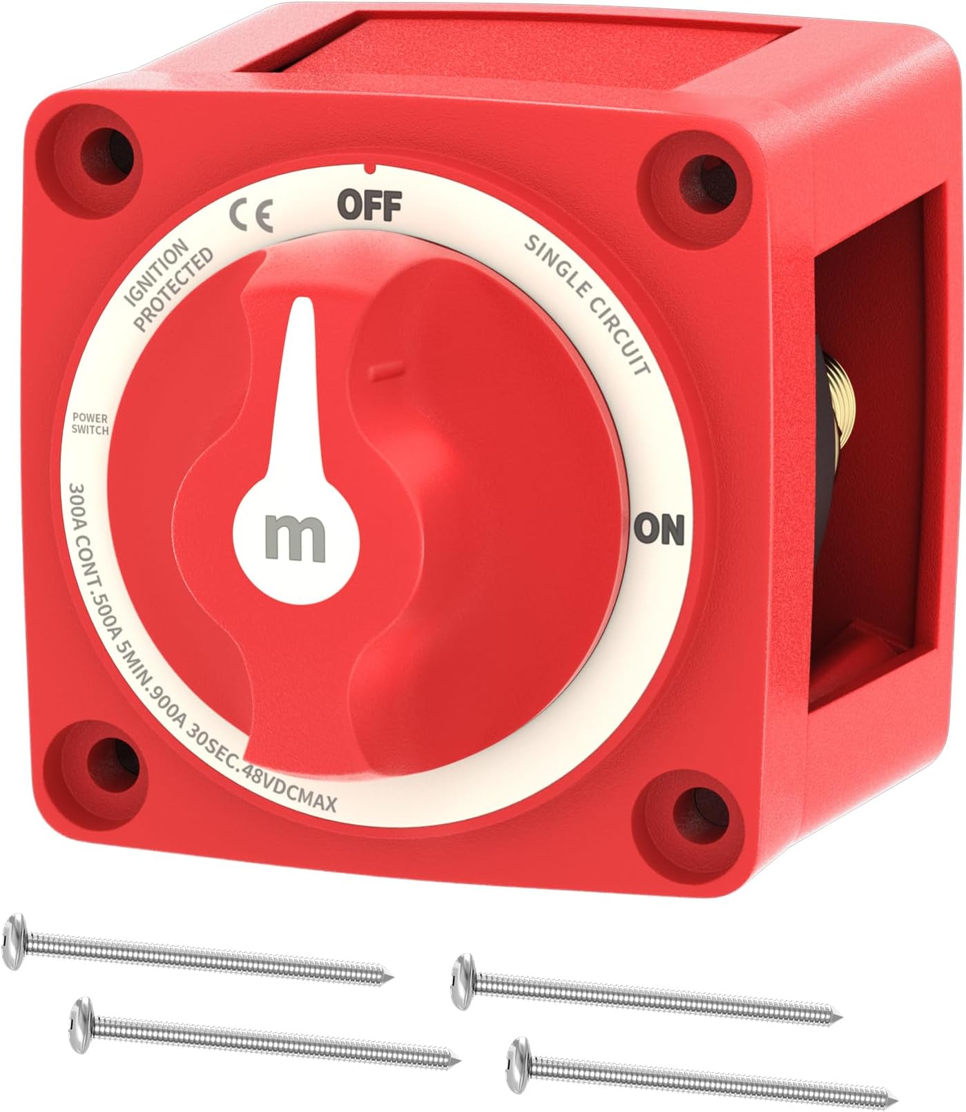 Amazon.com: Blue Sea Systems Mini Battery Switch, MFG# 6007, Red, 300A ...