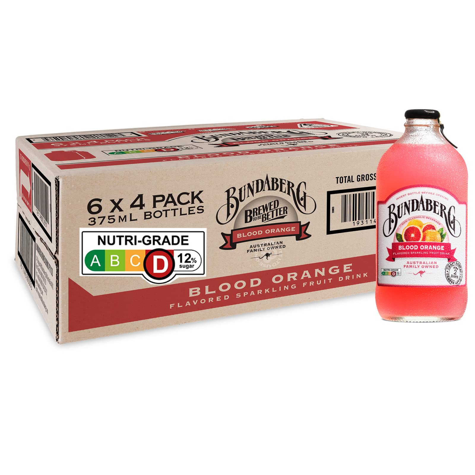 Bundaberg Blood Orange Sparkling Drink 375mL (Pack of 4) : Amazon.com ...