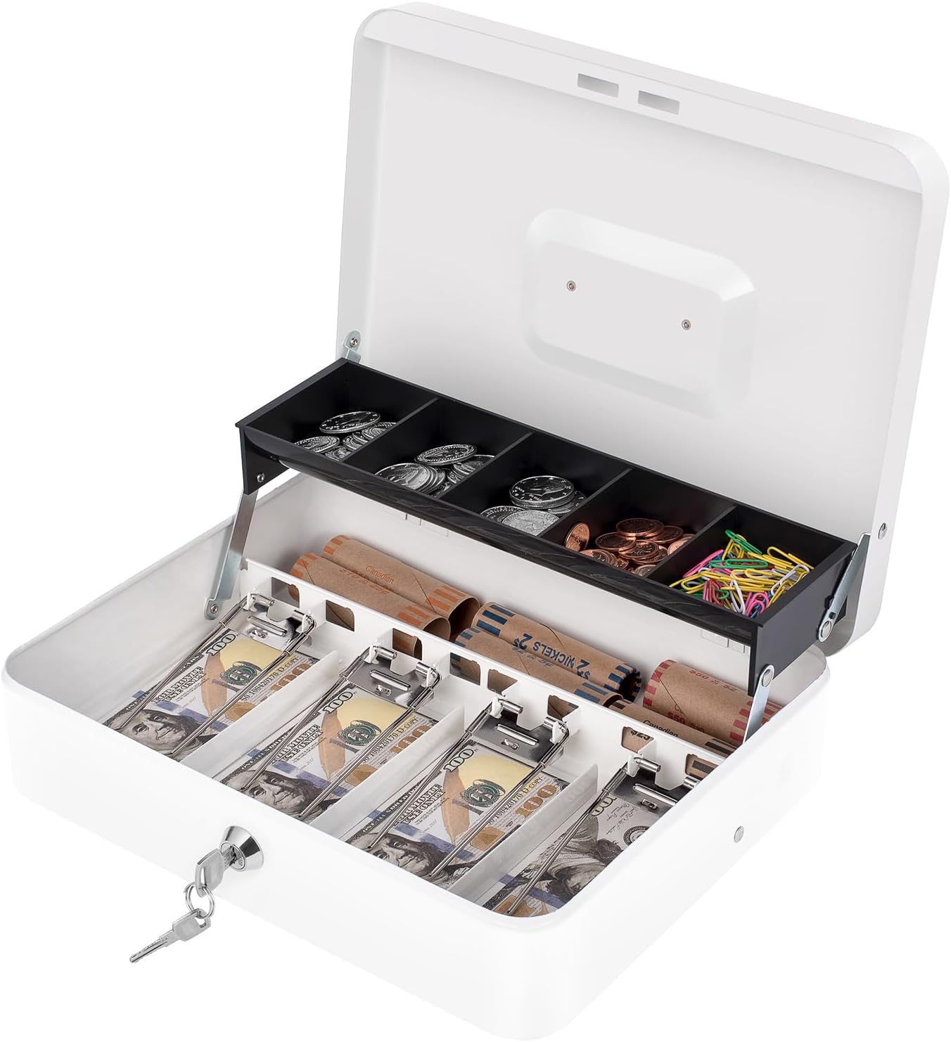Amazon.com: Cash Box with Money Tray and Lock, Money Box for Cash, Cash ...